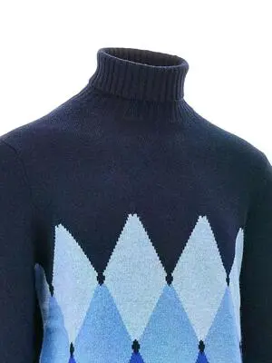 BALLANTYNE Argyle Cashmere Roll Neck Sweater