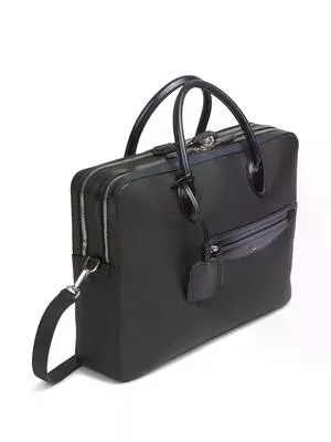 Santoni Grained Leather Laptop Bag - Black