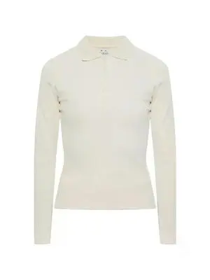 The Upside Cruz Polo Shirt Ribbed Long Sleeve - Neutrals