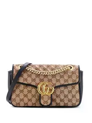 Gucci Gg Marmont Flap Bag Diagonal Quilted Gg Canvas Shoulder Bag