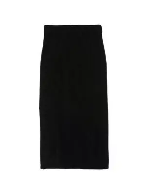 ALLUDE Ribbed-knit Midi Skirt - Black