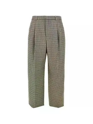 Emporio Armani Houndstooth-pattern Pleated Trousers - Neutrals