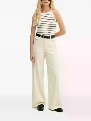 MOS MOSH Mmimanja Caliz Striped Ribbed-knit Top - White