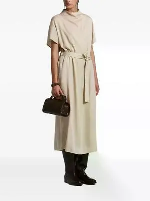 Peserico Belted High-neck Midi Dress
