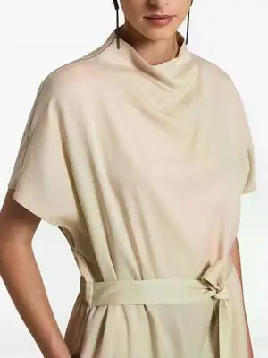 Peserico Belted High-neck Midi Dress - Neutrals