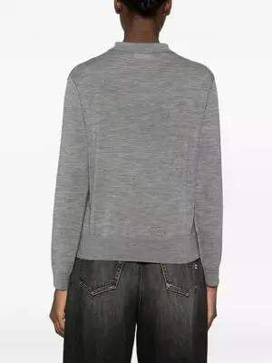VICOLO Cotton Marl Effect Polo Collar Sweater - Grey