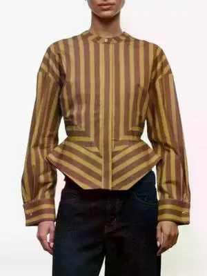 Staud Rhys Striped Peplum Top