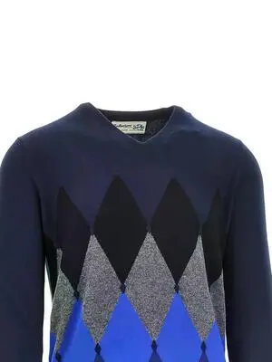 BALLANTYNE Argyle Cashmere V-neck Sweater