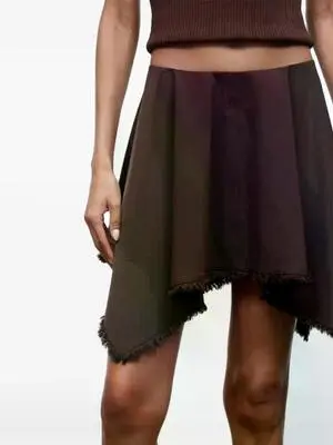 Staud Tyra Frayed-hem Skirt - Brown