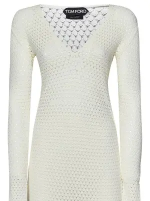 TOM FORD V-neck Pointelle-knit Maxi Dress