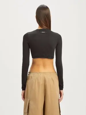 Palm Angels Crewneck Long-sleeved Cropped Top