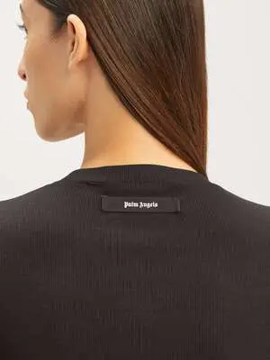 Palm Angels Crewneck Long-sleeved Cropped Top