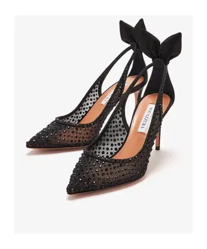 AQUAZZURA Pointed Toe Embellished Bow Detail High Heel Pumps