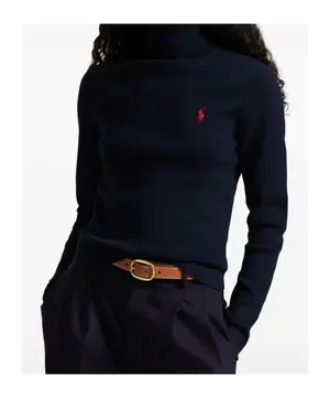 Polo Ralph Lauren Cropped Roll Neck Sweater With Embroidered Logo
