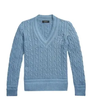Polo Ralph Lauren Cable Knit V-neck Sweater - Blue