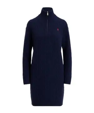 Polo Ralph Lauren Cable Knit Zip Turtleneck Dress - Blue
