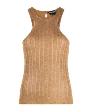 TOM FORD Metallic Crewneck Ribbed-knit Tank Top