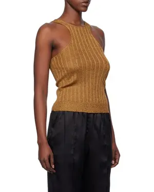 TOM FORD Metallic Crewneck Ribbed-knit Tank Top