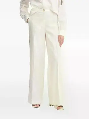 MOS MOSH Crochet-trim Wide-leg Trousers - Neutrals