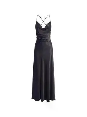 IRINA SCHROTTER Amber Cowl-neck Ruched Maxi Dress - Black