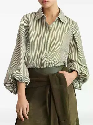 Tanya Taylor Marina Striped Puff-sleeve Shirt