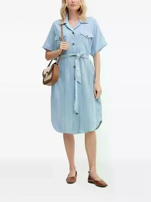 MOS MOSH Pinstriped Belted Midi Dress