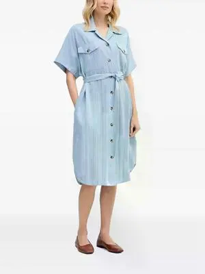 MOS MOSH Pinstriped Belted Midi Dress
