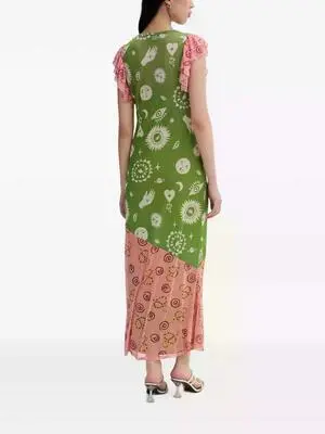NEVER FULLY DRESSED Graphic-print Ruffled Midi Dress