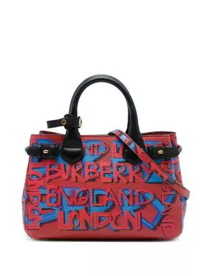 Burberry Small Graffiti Print Grainy Calfskin Banner Satchel