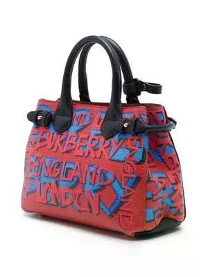 Burberry Small Graffiti Print Grainy Calfskin Banner Satchel