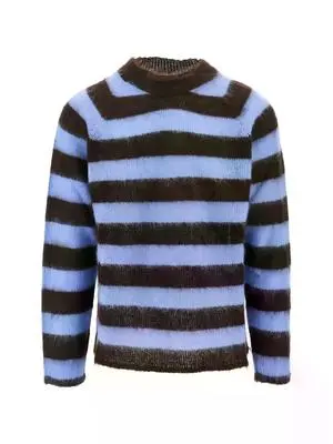 Emporio Armani Striped Mohair-blend Sweater - Blue