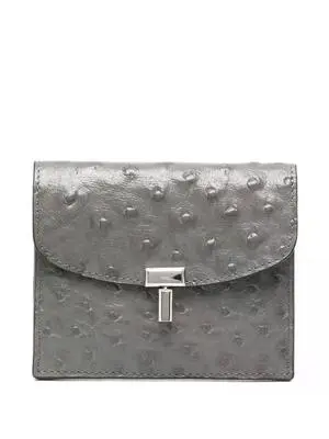TOTEME T-lock Ostrich-texture Wallet - Grey