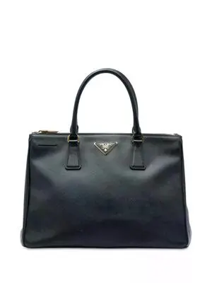 Prada 2010-2026 Medium Saffiano Lux Galleria Double Zip Satchel - Black