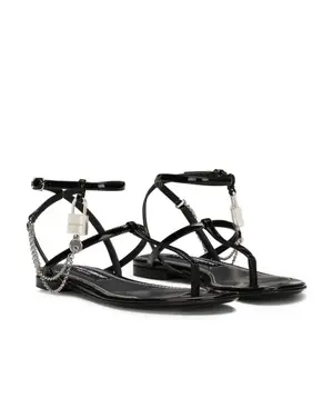 Dolce & Gabbana Dolce Gabbana Padlock Chain-link Flat Sandals