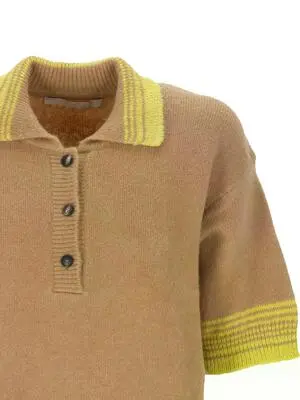 TELA Contrast-trim Short-sleeve Polo Top