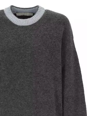 TELA Contrast-trim Striped-cuff Sweater - Grey