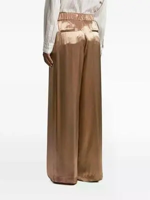 Peserico Satin-finish Wide-leg Trousers - Brown