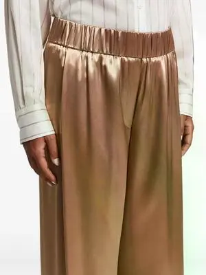 Peserico Satin-finish Wide-leg Trousers - Brown