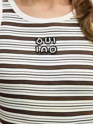 OUI Beaded Striped Ribbed Tank Top