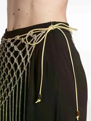 HIBOURAMA Crystal Embellished Fringed Belt