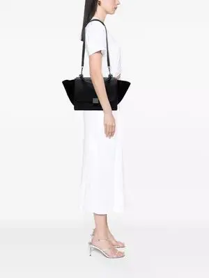 Celine Small Drummed Calfskin And Suede Trapeze Satchel - Black