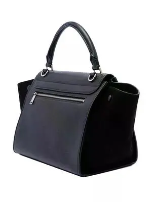 Celine Small Drummed Calfskin And Suede Trapeze Satchel - Black