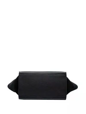 Celine Small Drummed Calfskin And Suede Trapeze Satchel - Black