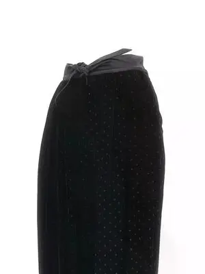 Emporio Armani Velvet Glitter Detail Self-tie Trousers - Black
