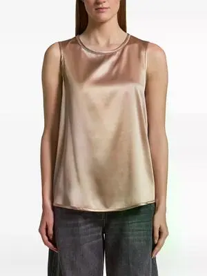 Peserico Beaded-trim Sleeveless Top - Neutrals