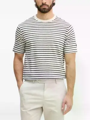 MOS MOSH Horizontal-stripe Embroidered-logo T-shirt