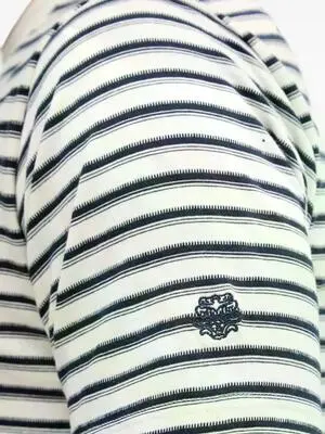 MOS MOSH Horizontal-stripe Embroidered-logo T-shirt