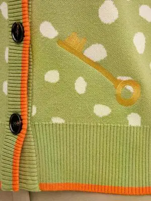 NEVER FULLY DRESSED Embroidered Fawn Cardigan With V-neck