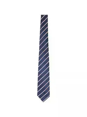Kiton Silk Diagonal Stripe Neck Tie - Blue