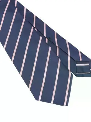 Kiton Silk Diagonal Stripe Neck Tie - Blue